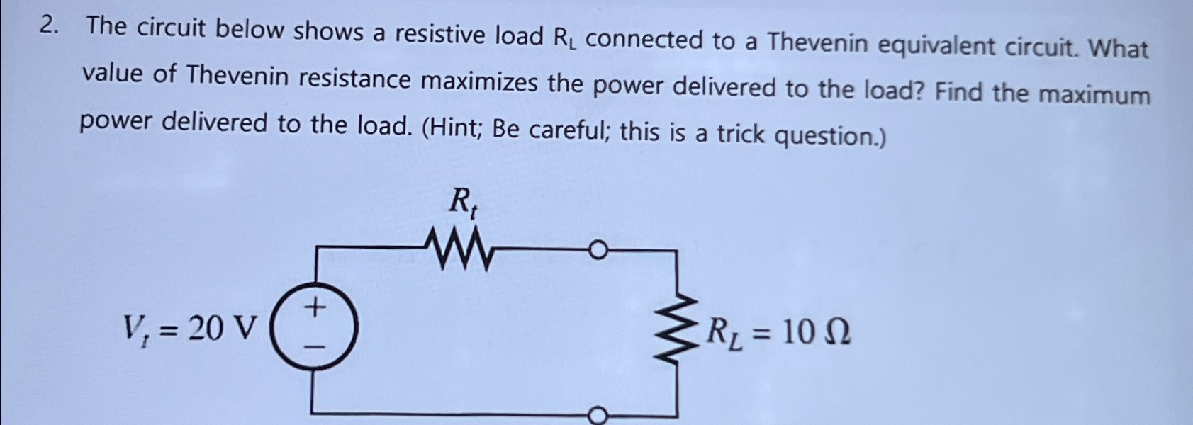 Solved The circuit below shows a resistive load RL | Chegg.com