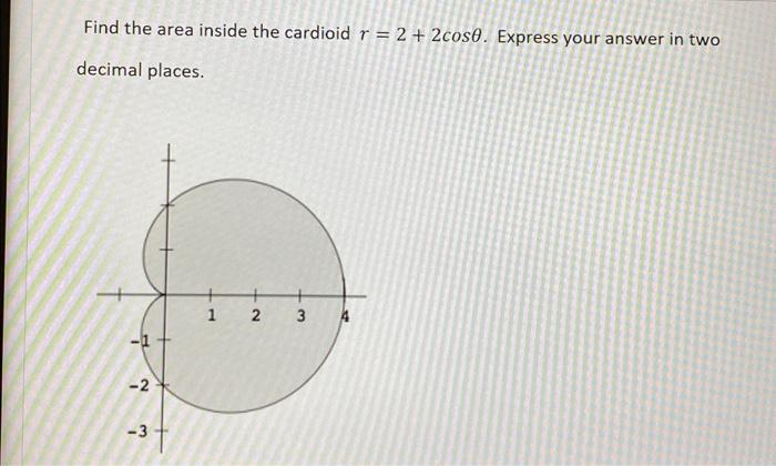 Solved Find the area inside the cardioid r=2+2cosθ. Express | Chegg.com