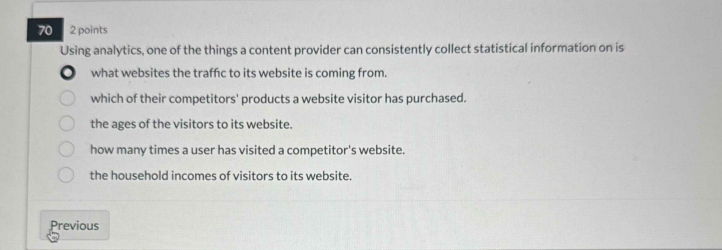 Solved 702 ﻿pointsUsing analytics, one of the things a | Chegg.com