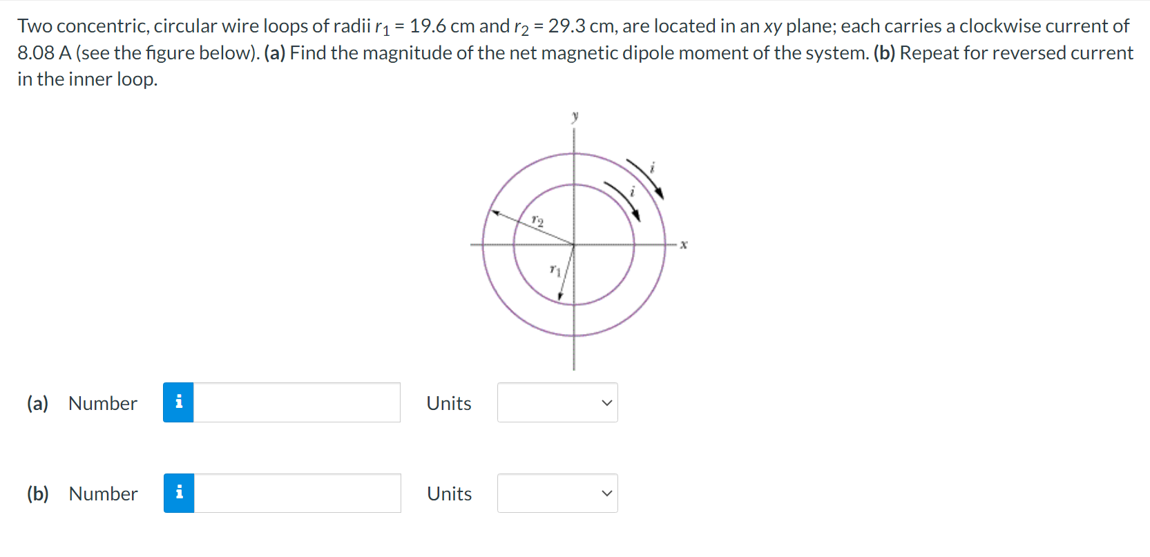 Solved Two concentric, circular wire loops of radii | Chegg.com