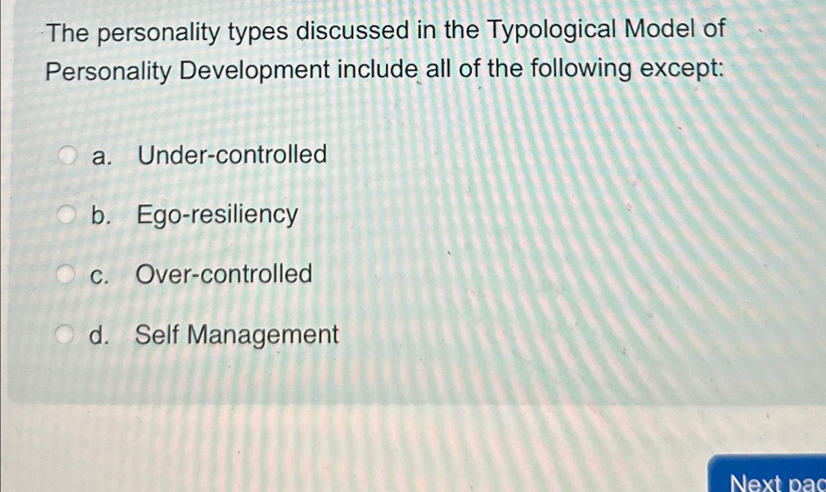 Solved The personality types discussed in the Typological | Chegg.com