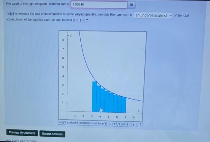 Solved The Value Of This Tight Endpoint Riemann Sum Is If 