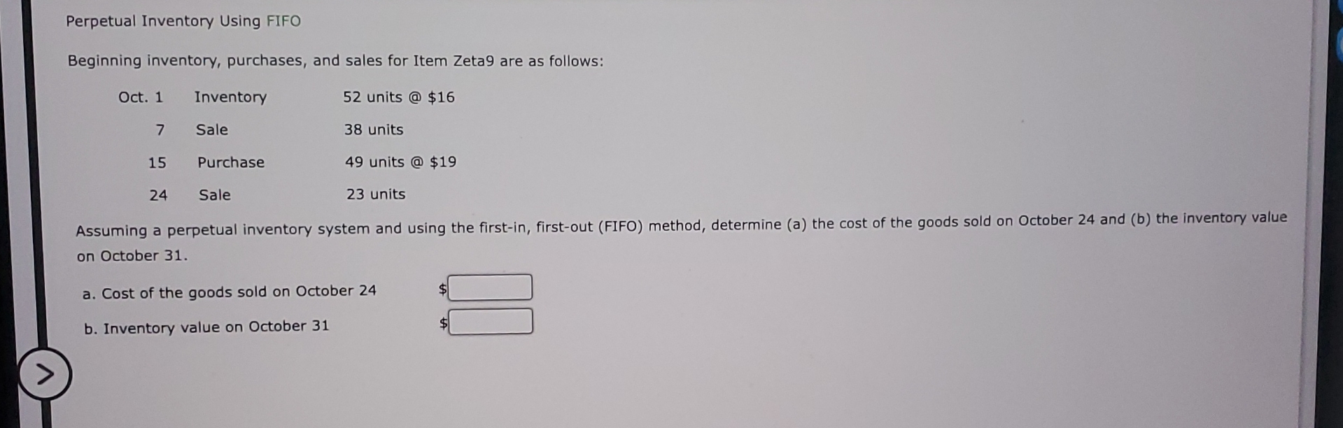 Solved Perpetual Inventory Using FIFOBeginning inventory, | Chegg.com