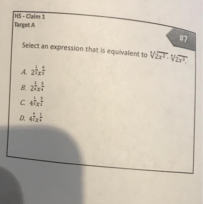 Solved RS-Claim 1 Target A #8 HS - Claim 1 Target A #9 | Chegg.com