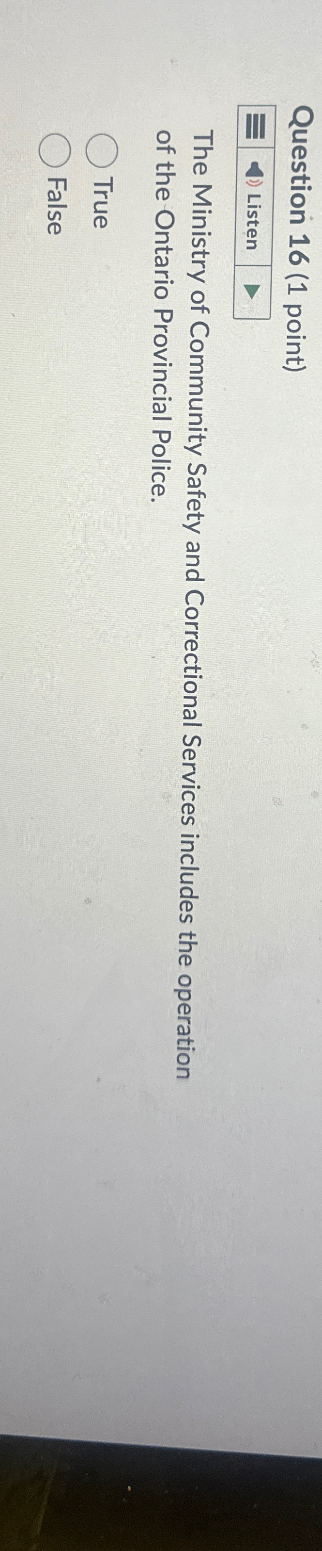 Solved Question 16 (1 ﻿point)ListenThe Ministry of Community | Chegg.com