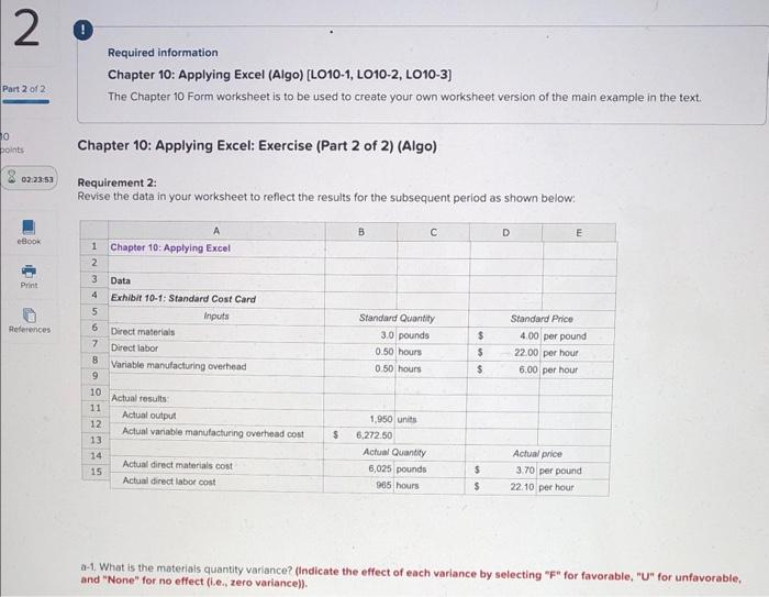 Required information Chapter 10: Applying Excel | Chegg.com