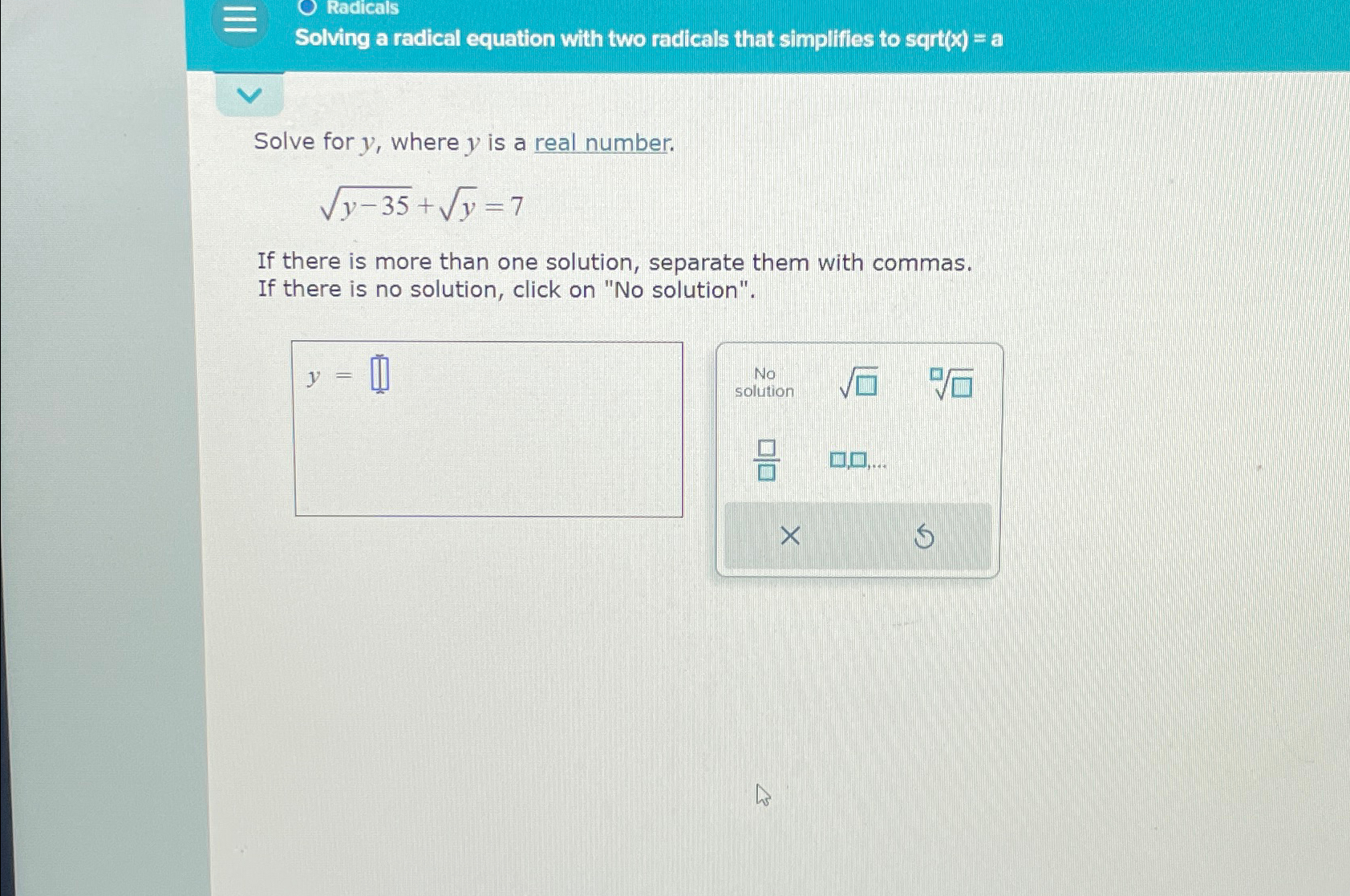 Solved RadicalsSolving a radical equation with two radicals | Chegg.com