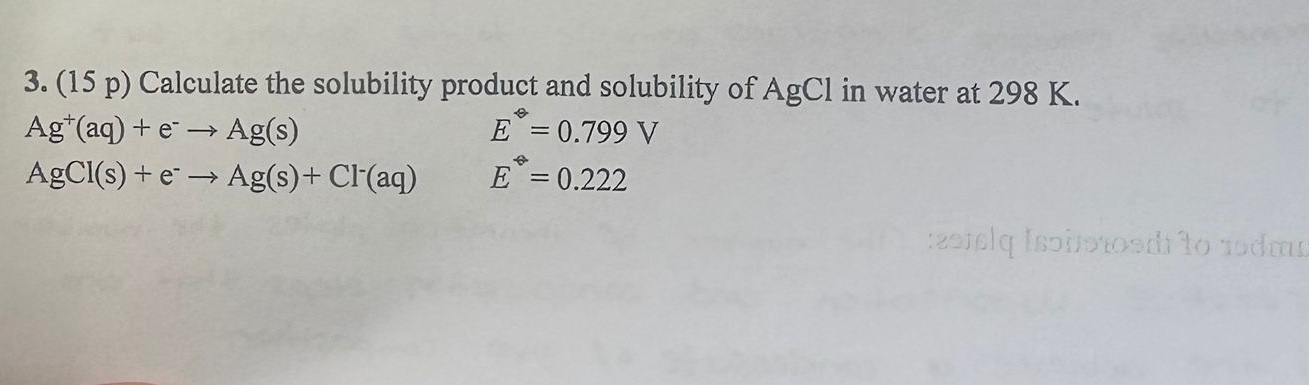 Solved (15 ﻿p) ﻿Calculate the solubility product and | Chegg.com