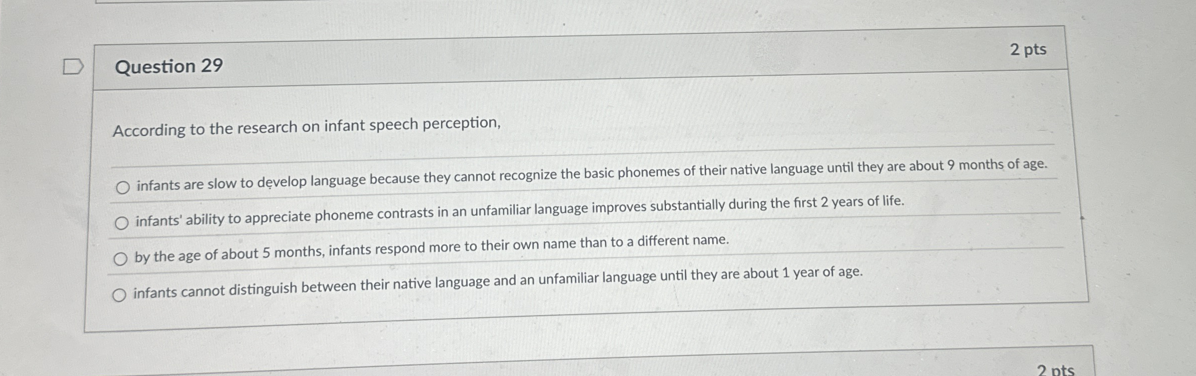 High Quality SOLUTION Question 292 ﻿ptsAccording to the research on infant | Chegg.com
