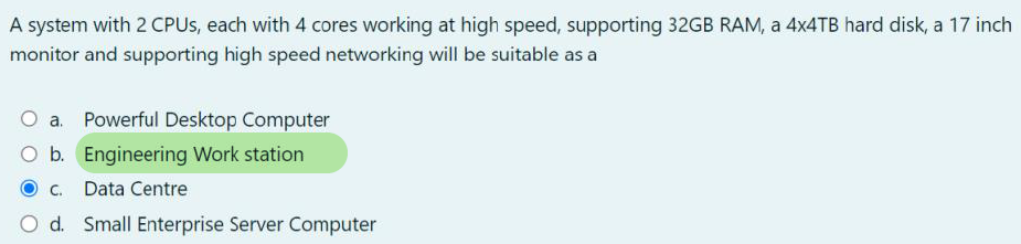 Solved A system with 2 ﻿CPUs, each with 4 ﻿cores working at | Chegg.com