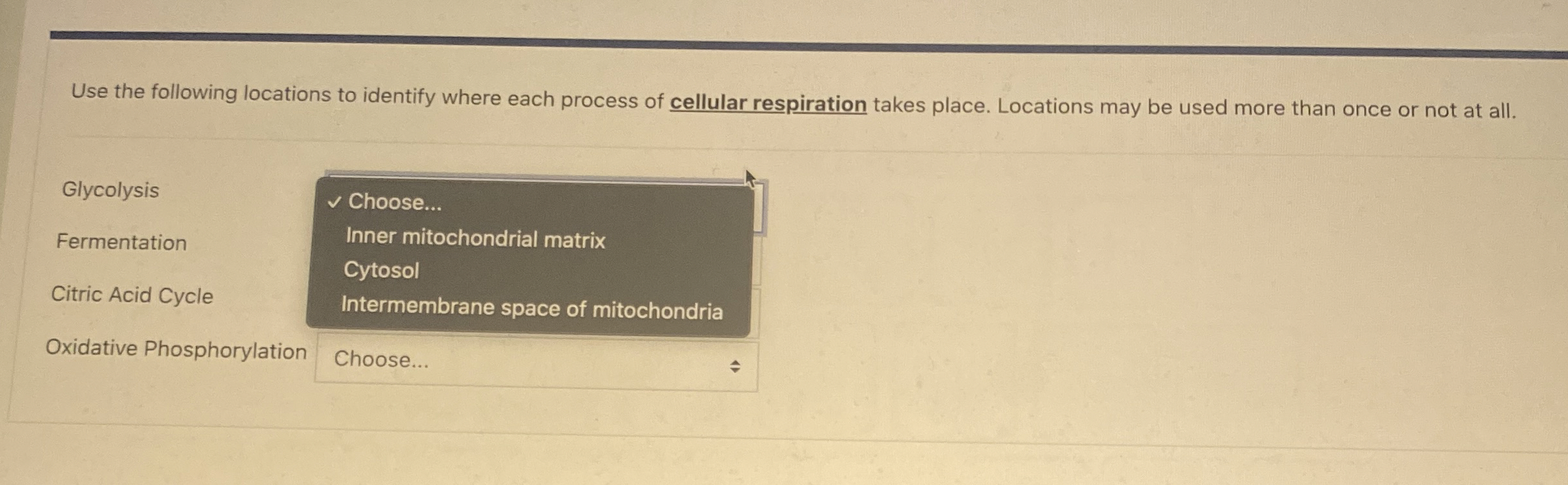 Solved Use the following locations to identify where each | Chegg.com