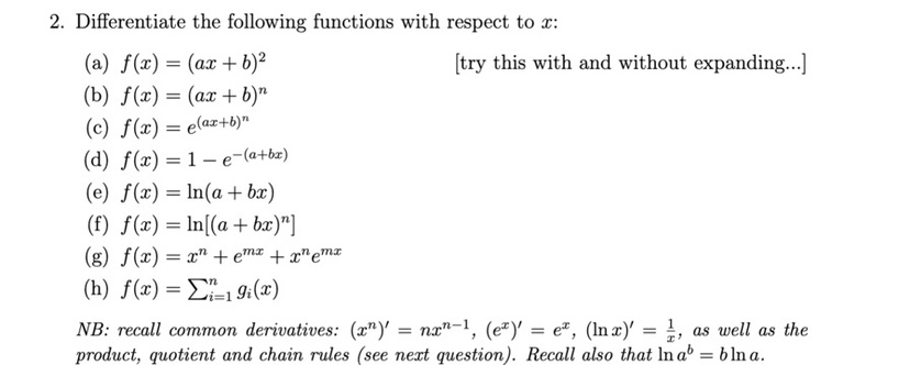 Solved Differentiate the following functions with respect to | Chegg.com