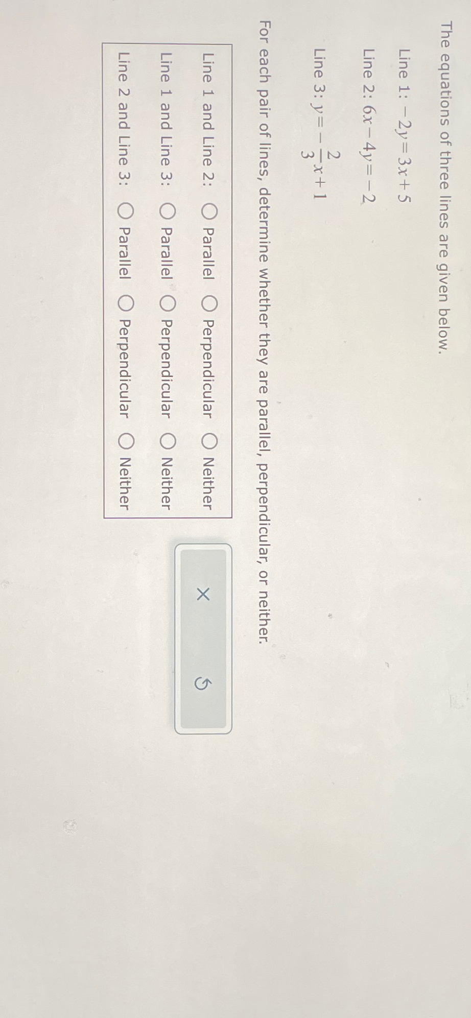 Solved The equations of three lines are given below.Line 1: | Chegg.com