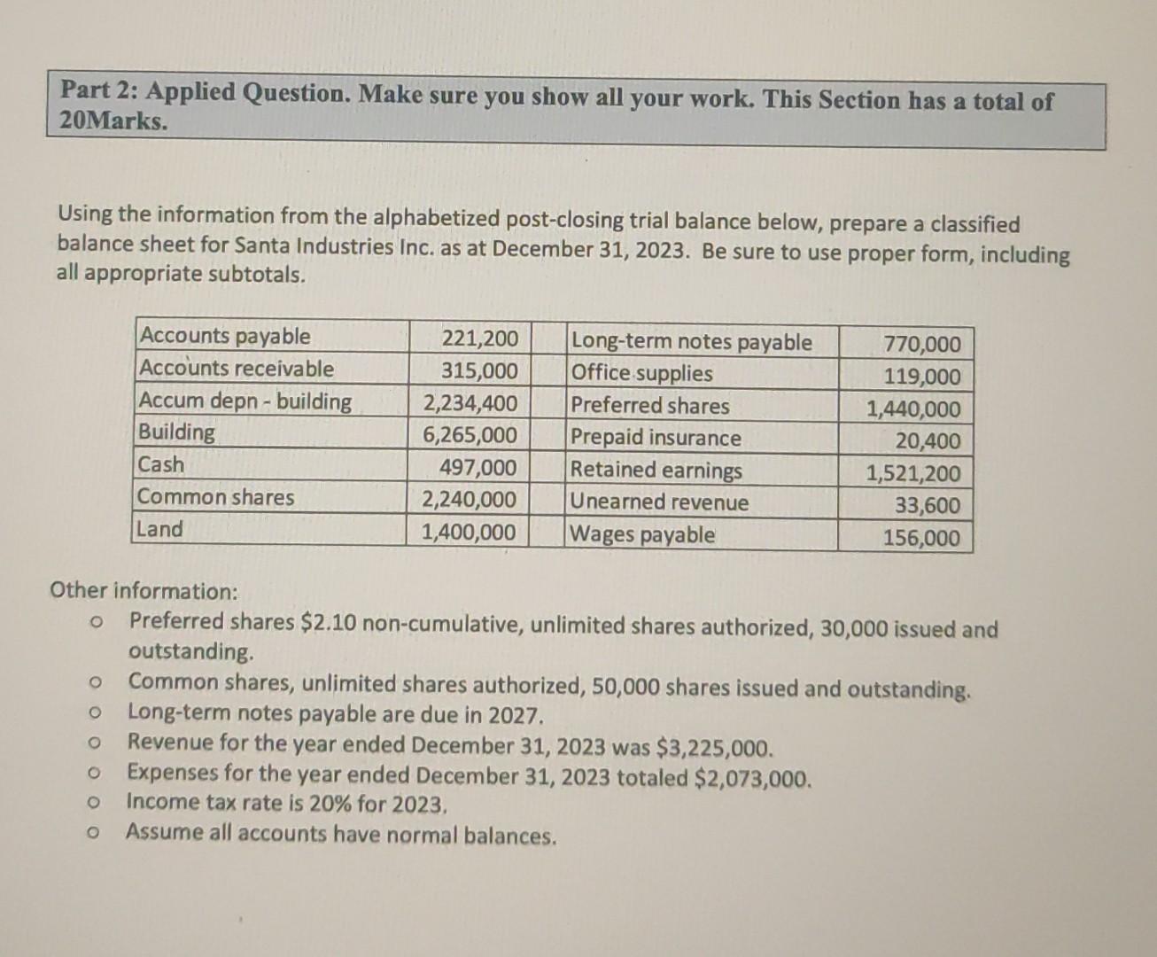 Solved Part 2: Applied Question. Make sure you show all your | Chegg.com