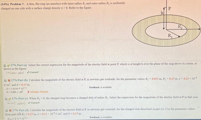 Solved (14\%) Problem 7: A thin, flat ring (an annulus) with | Chegg.com