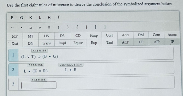 Solved Use the first eight rules of inference to derive the | Chegg.com