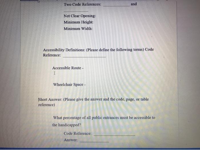 Solved Two Code References: and Net Clear Opening: Minimum | Chegg.com