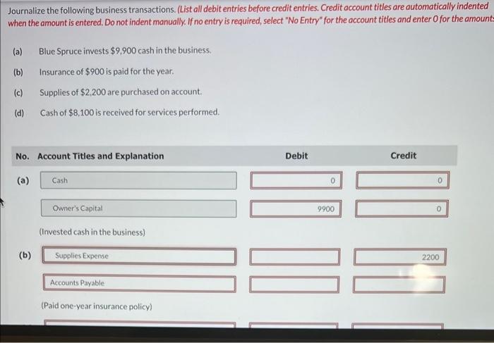 Solved Journalize the following business transactions. (List | Chegg.com
