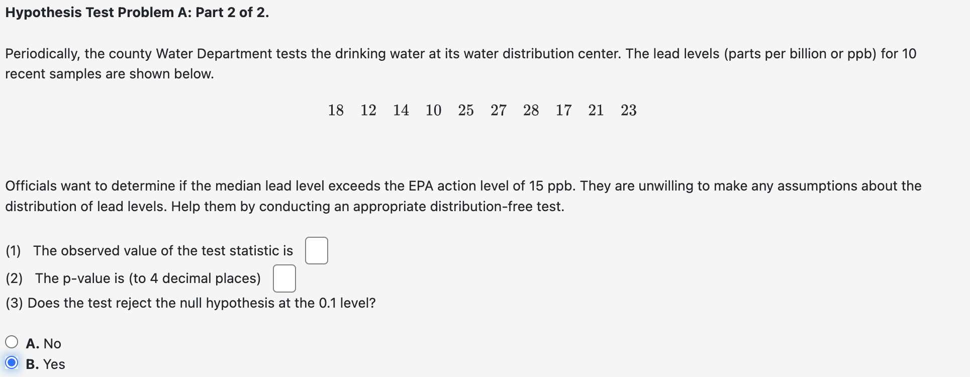 Solved Hypothesis Test Problem A: Part 2 ﻿of 2.Periodically, | Chegg.com