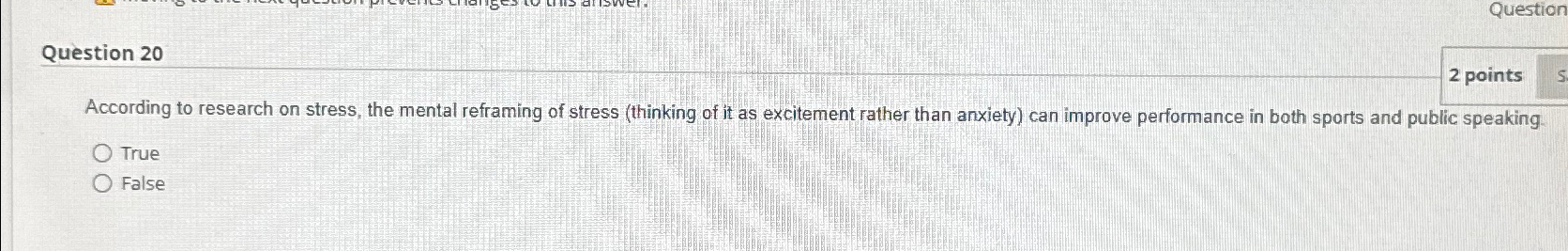 Solved Question 202 ﻿pointsAccording to research on stress, | Chegg.com