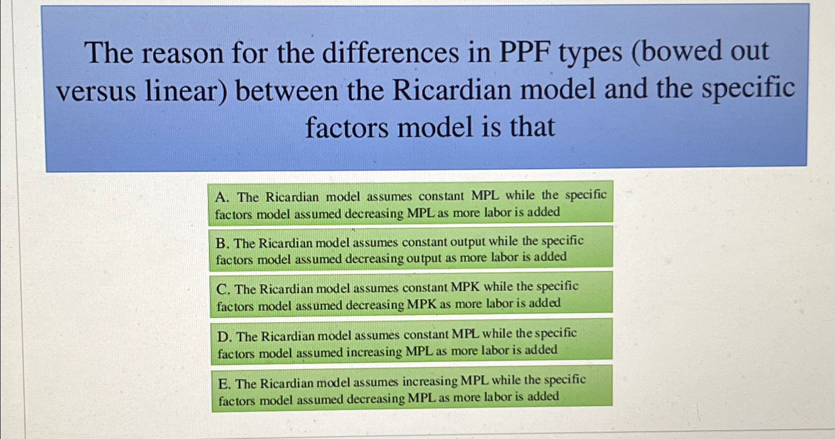 Solved The reason for the differences in PPF types (bowed | Chegg.com