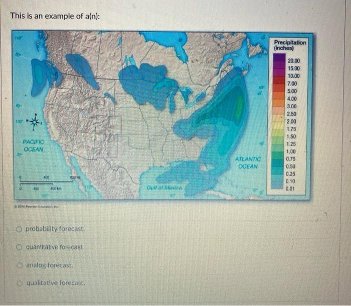 Solved This is an example of a(n) : probability forecast. | Chegg.com