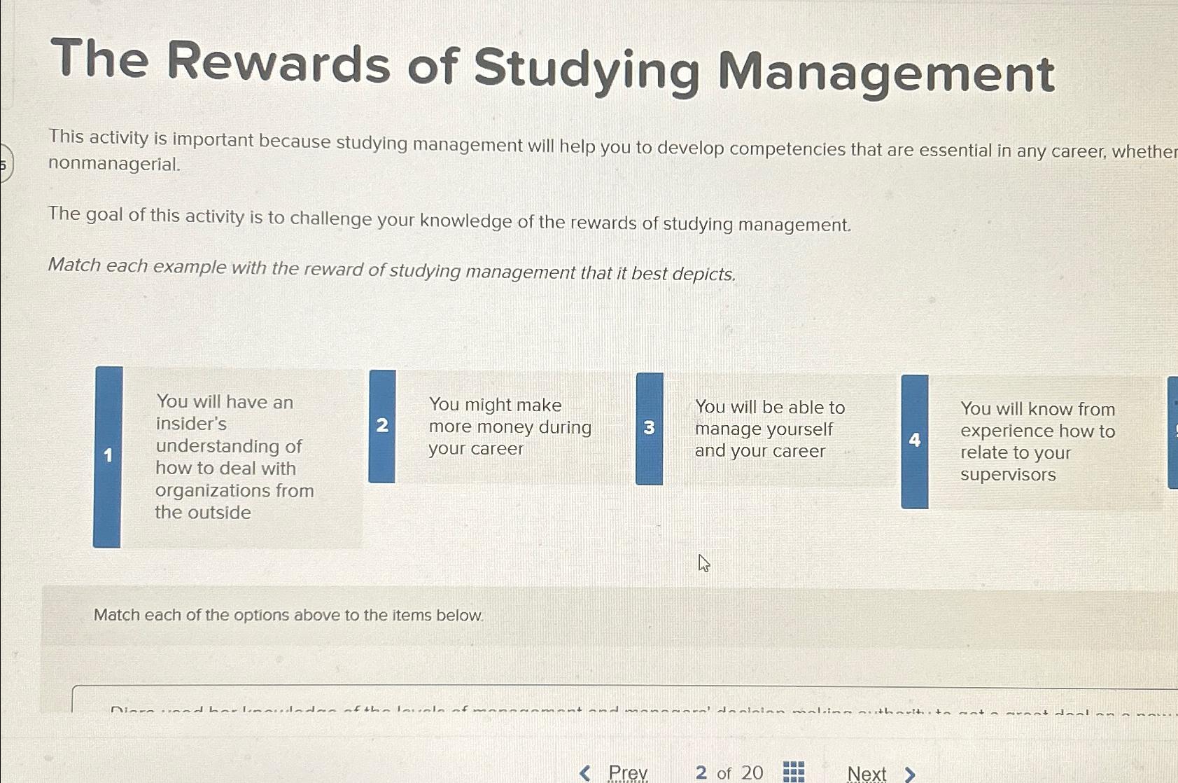 Solved The Rewards of Studying ManagementThis activity is | Chegg.com