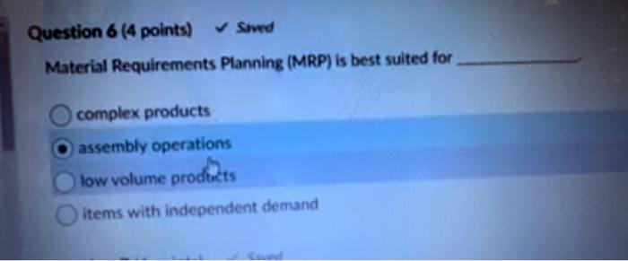 Solved Question 6 (4 points) Swed Material Requirements | Chegg.com