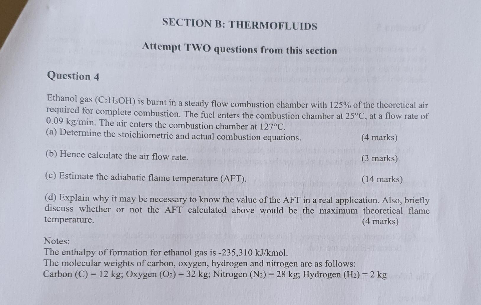 Solved SECTION B: THERMOFLUIDS Attempt TWO questions from | Chegg.com