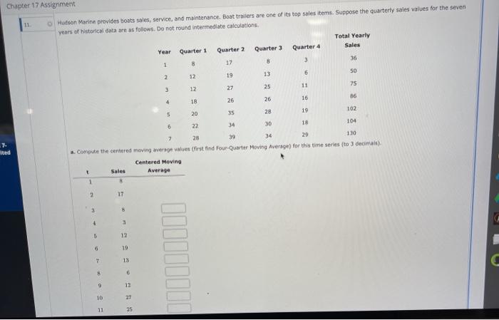 Solved Chapter 17 Assignment 11 Hudson Marine provides boats | Chegg.com