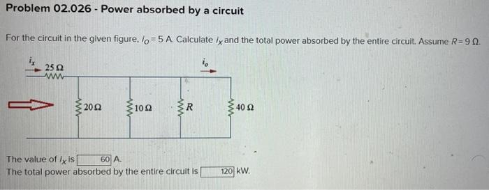 Solved Problem 02.026 - Power absorbed by a circuit For the | Chegg.com