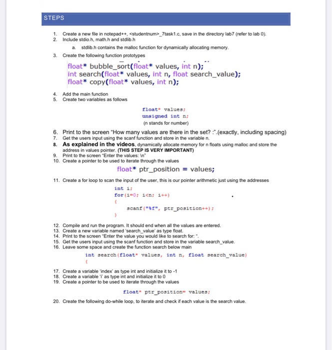 Solved STEPS 1. Create a new file in notepad++. _7task1.c, | Chegg.com