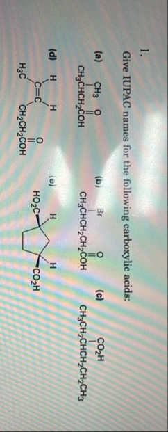 Solved Give IUPAC names for the following carboxylic | Chegg.com