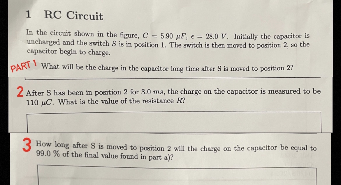 Solved 1 ﻿RC CircuitIn the circuit shown in the figure, | Chegg.com