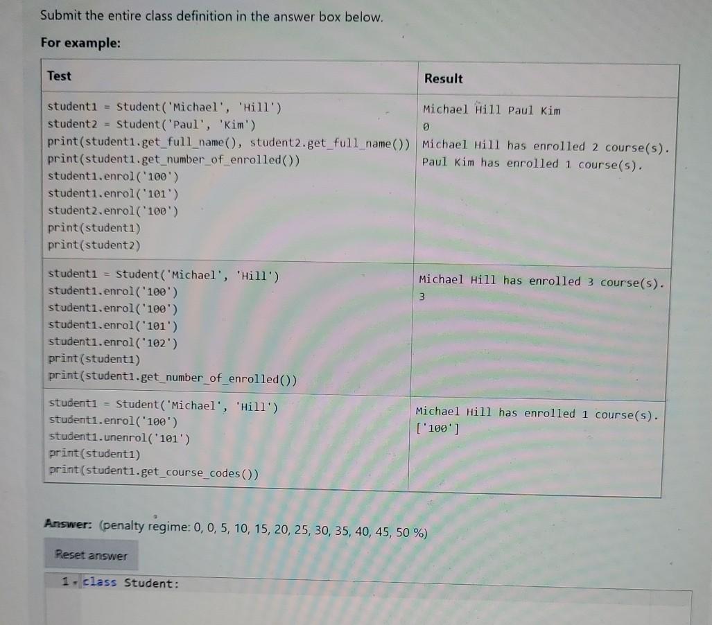 Solved Time left 3:20:02 Define a class called student which | Chegg.com