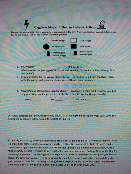 Solved Muggle or Magic: A Human Pedigree Activity Assume | Chegg.com