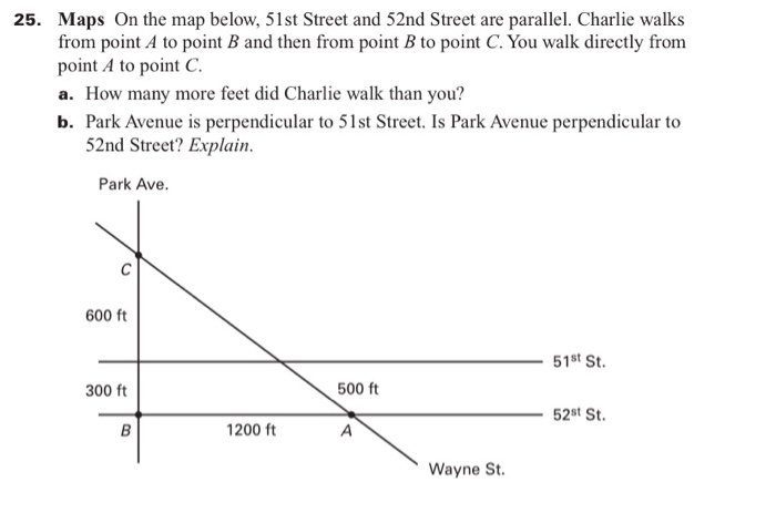 Solved 25. Maps On the map below, 51st Street and 52nd | Chegg.com