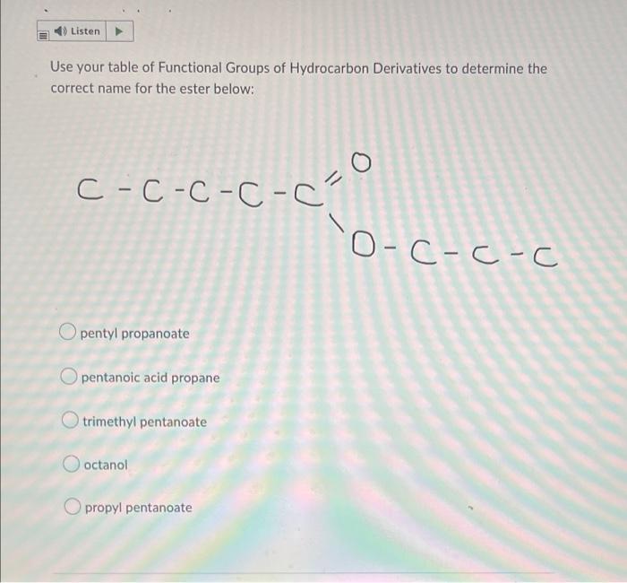 Solved What is a correct name for the molecule below? | Chegg.com
