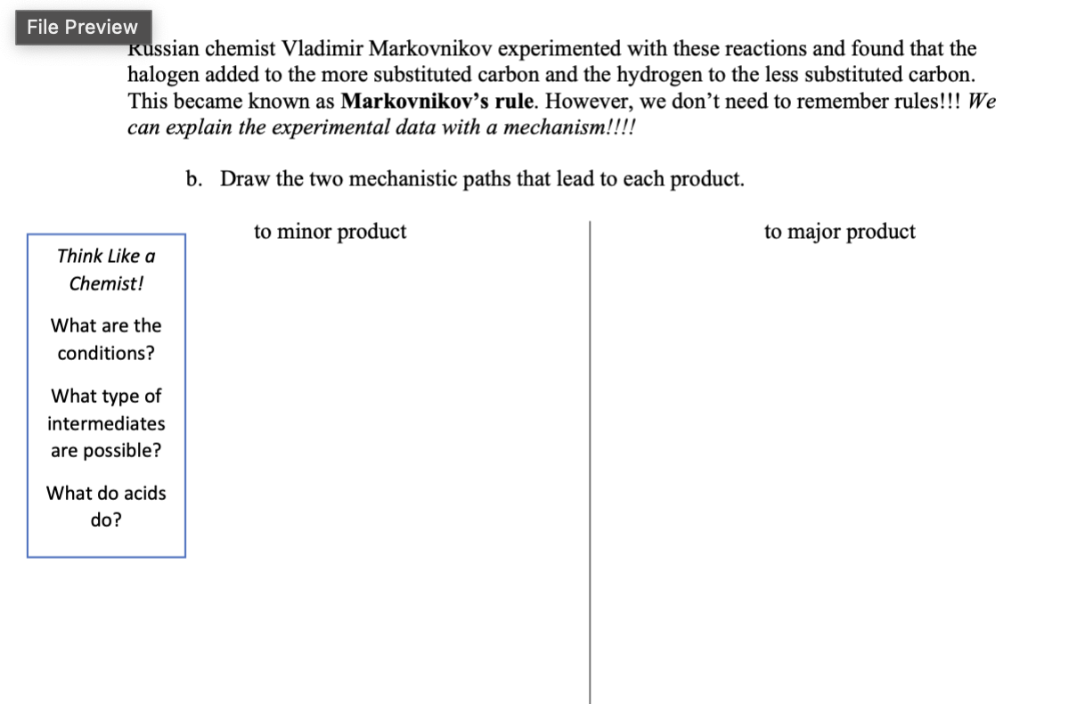 Solved Russian chemist Vladimir Markovnikov experimented | Chegg.com