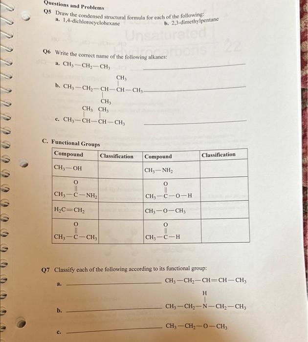 Solved Questions and Problems Q5 Draw the condensed | Chegg.com