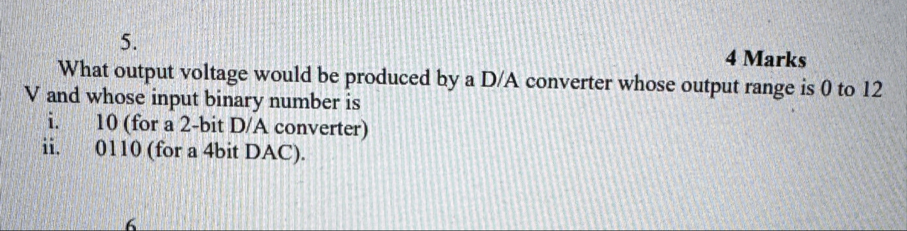 Solved What output voltage would be produced by a D/A | Chegg.com