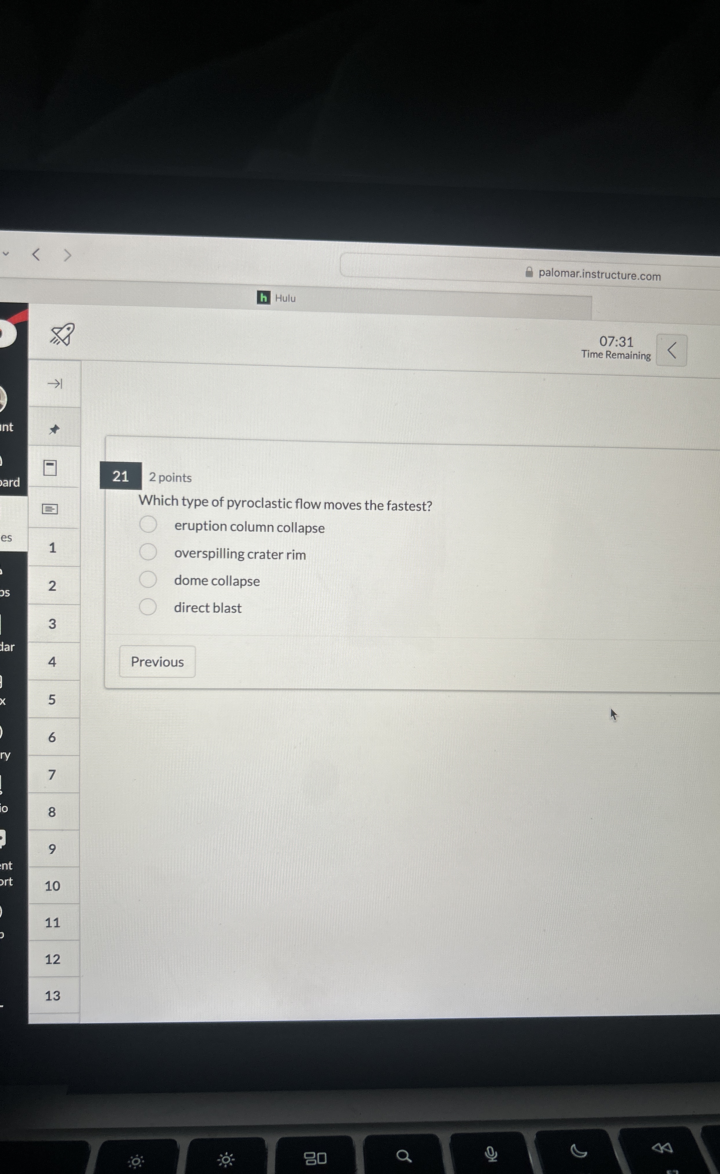 Solved palomar.instructure.comHulu07:31Time Remaining 2 | Chegg.com