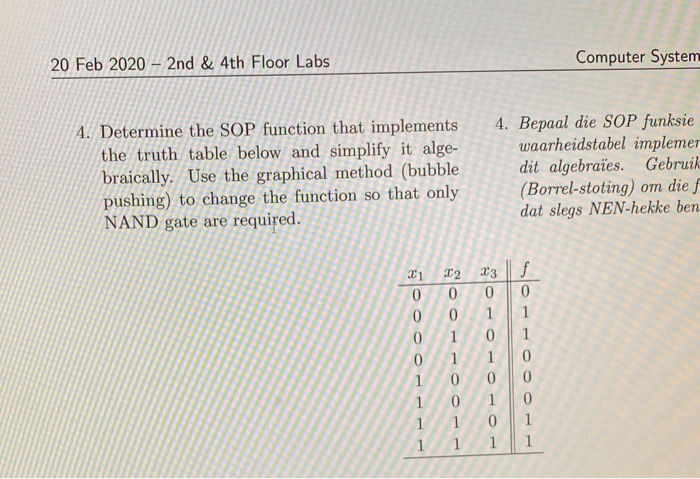Solved 4. Determine the SOP function that implem the truth | Chegg.com