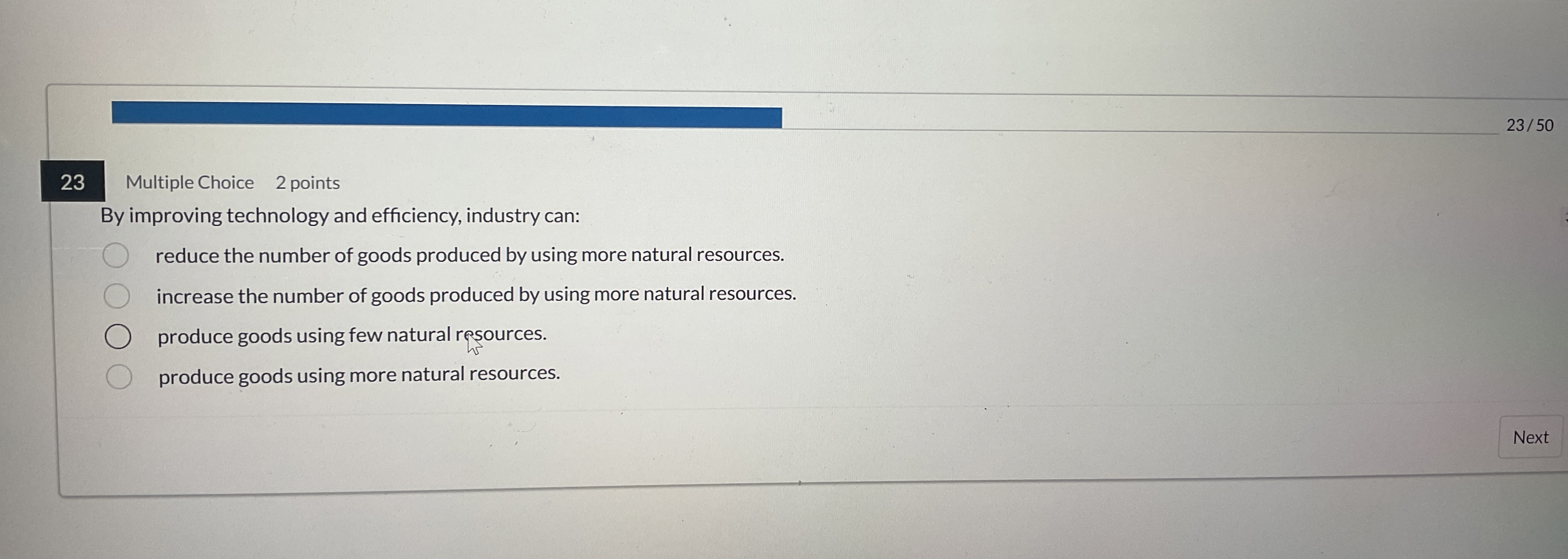 Solved 23Multiple Choice2 ﻿pointsBy improving technology and | Chegg.com