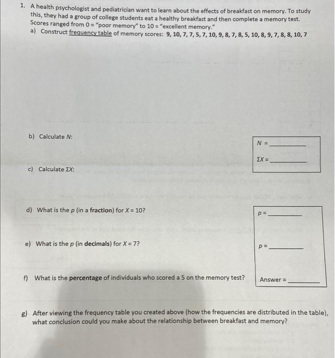 Solved 1. A health psychologist and pediatrician want to | Chegg.com