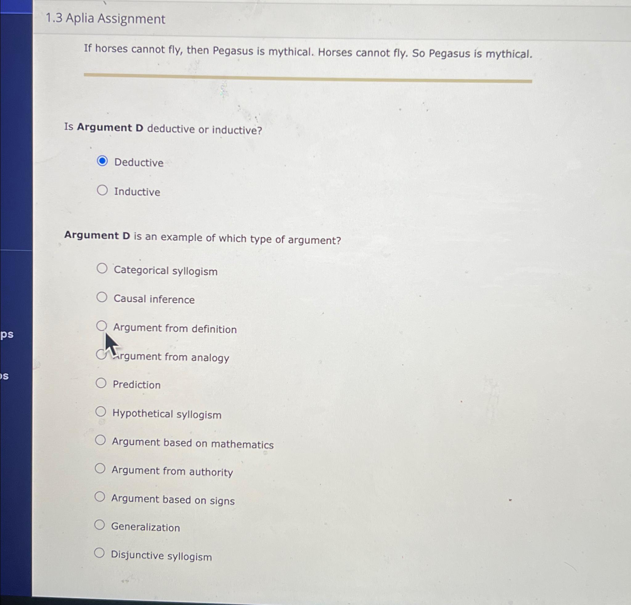 Solved 1.3 ﻿Aplia AssignmentIf horses cannot fly, then | Chegg.com