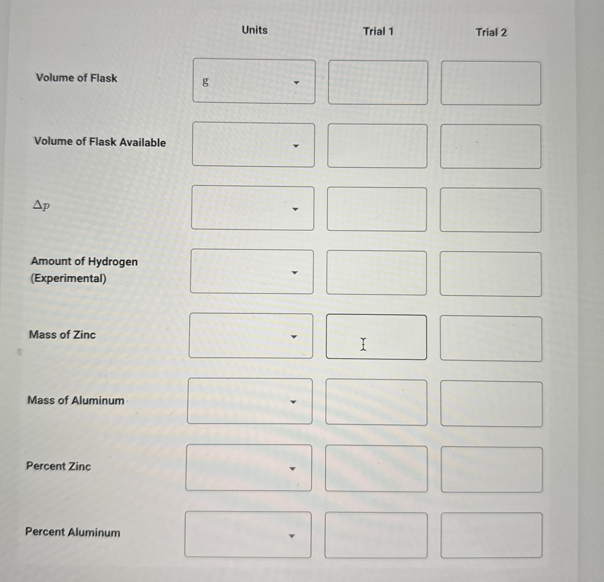 AlloyUnitsTrial 1Trial | Chegg.com