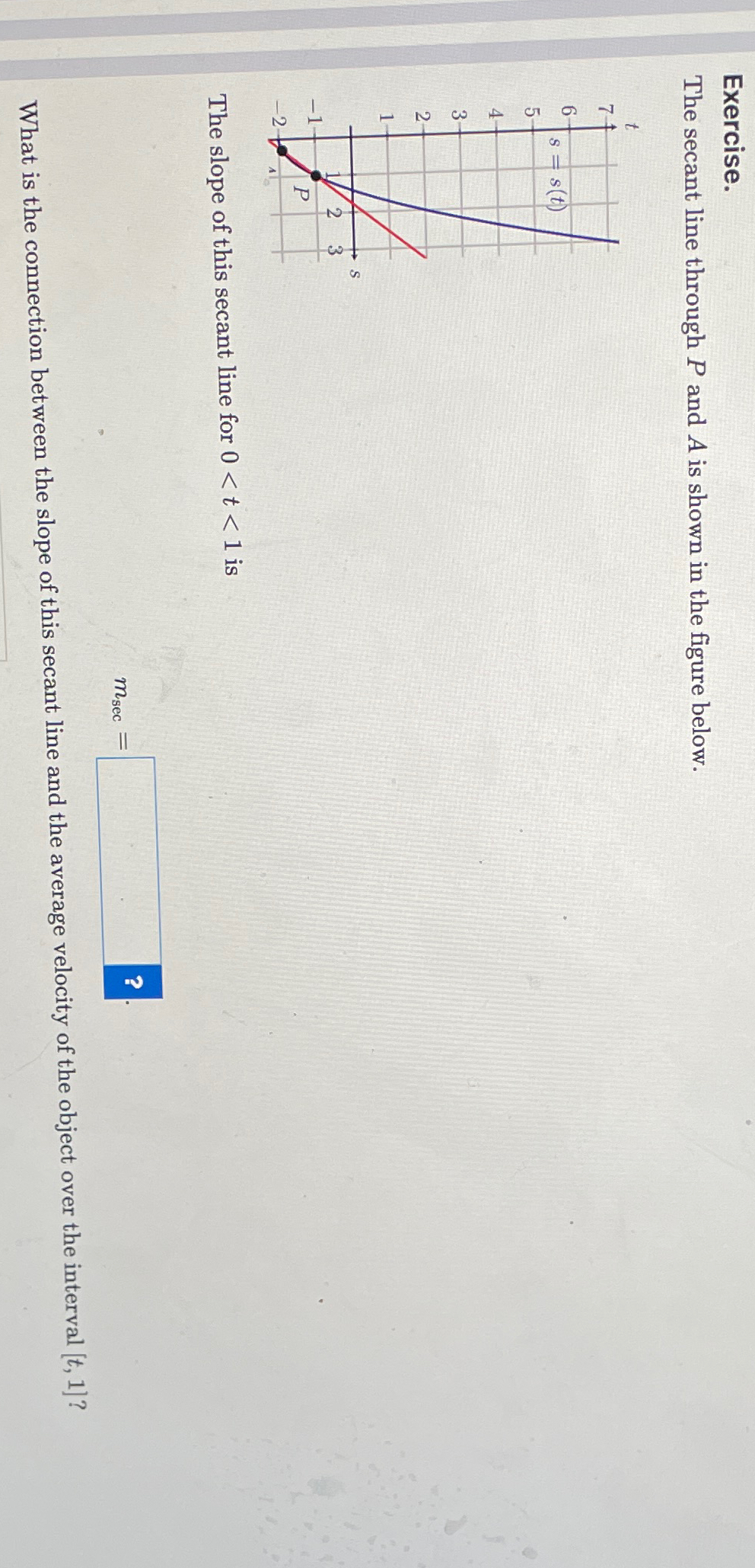 Solved Exercise.The secant line through P ﻿and A ﻿is shown | Chegg.com