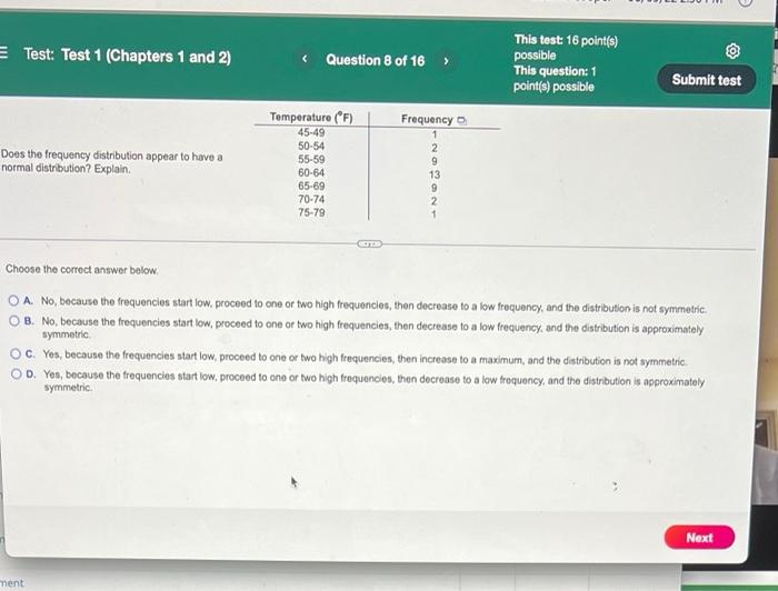 Solved This test: 16 point(s) Test: Test 1 (Chapters 1 and | Chegg.com