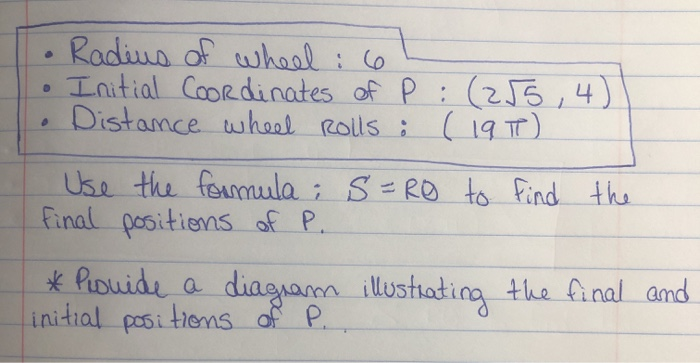 Solved use the formula s=r(theta) to find the final position | Chegg.com